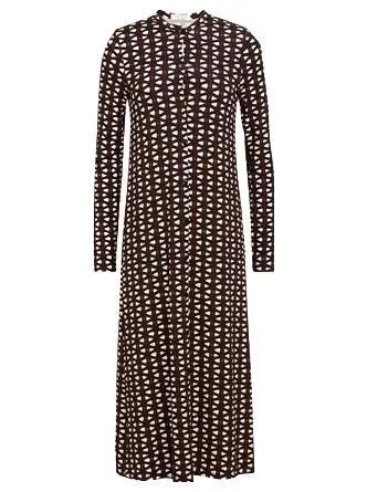 SIYU Flared Midi Dress - Brown