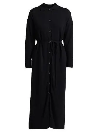 Alpha Studio Midi Shirt Dress In Merino Wool - Black