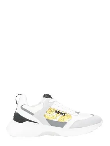 Versace Calfskin And Textile Fiber Sneakers - White