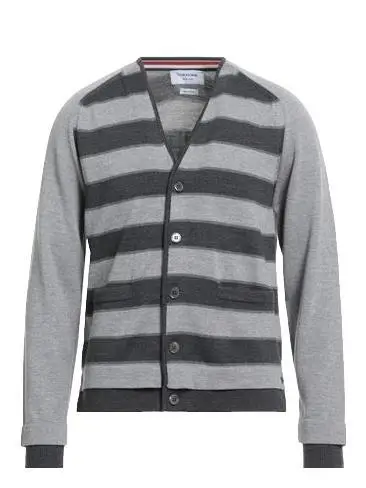 Thom Browne Cardigan In Virgin Wool - Grey