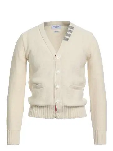 Thom Browne Cardigan In Ivory Wool And Mohair Wool - White
