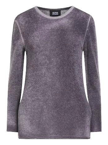 Alpha Studio Sweater In Baby Alpaca Wool Blend - Plum