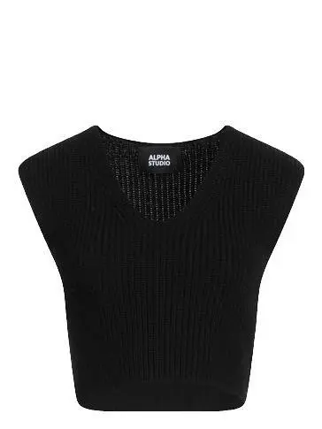Alpha Studio Merino Wool Sweater - Black