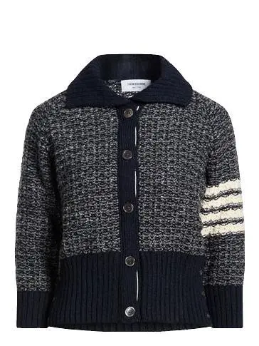 Thom Browne Cardigan In Wool And Mohair Wool - Blue