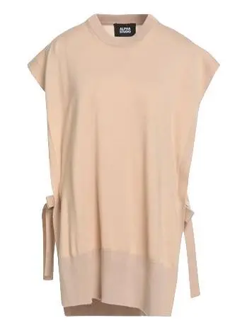 Alpha Studio Sweater In Merino Wool - Beige