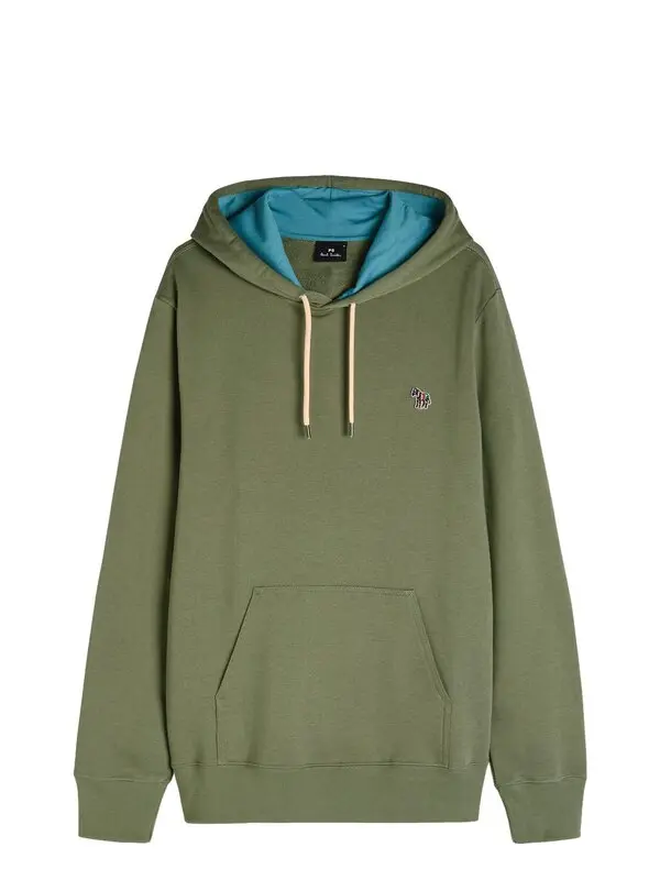 Paul Smith Logo-appliqué Hooded Cotton Sweatshirt - Khaki