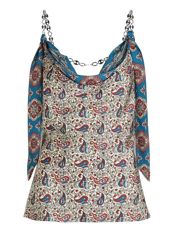 Rabanne Paisley Satin Top - Multi Print