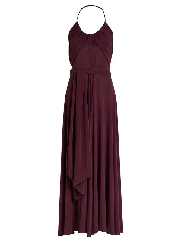 Alaïa Draped Stretch-mesh Maxi Dress - Bordeaux