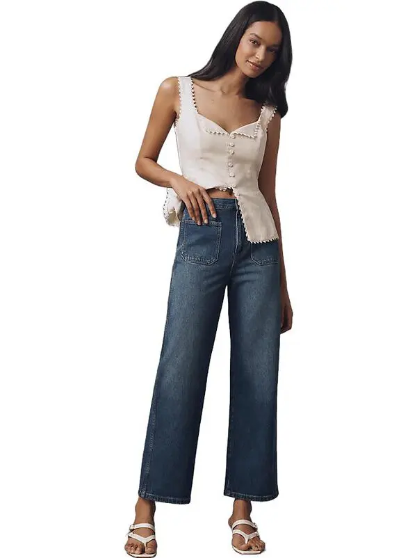 REFORMATION Alyssa Stretch High-rise Wide-leg Crop Jeans - Mellusine