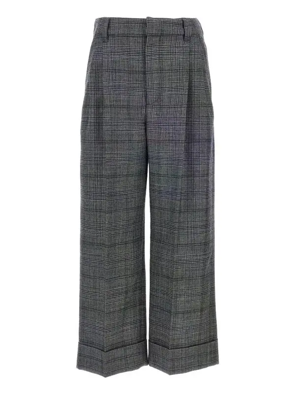Brunello Cucinelli Checked Wool Trousers - Grey