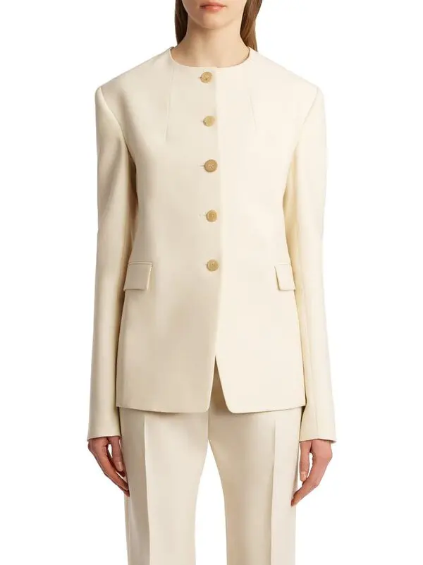 Khaite Jameson Textured Faille Jacket - Cream
