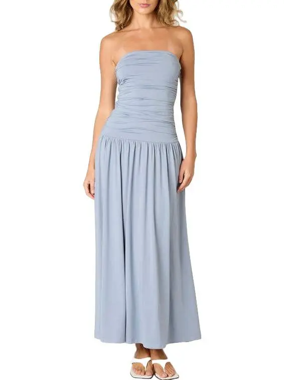 NIA Santal Strapless Dress - Slate Blue