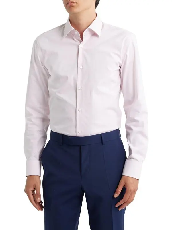 BOSS Hank Kent Slim Fit Performance Stretch Cotton Dress Shirt - Open Pink