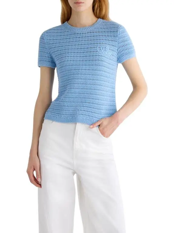 Chloé Open Knit Organic Cotton Sweater - Softy Blue