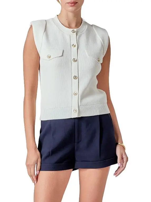 Endless Rose Button Detailed Sweater Vest - Cream