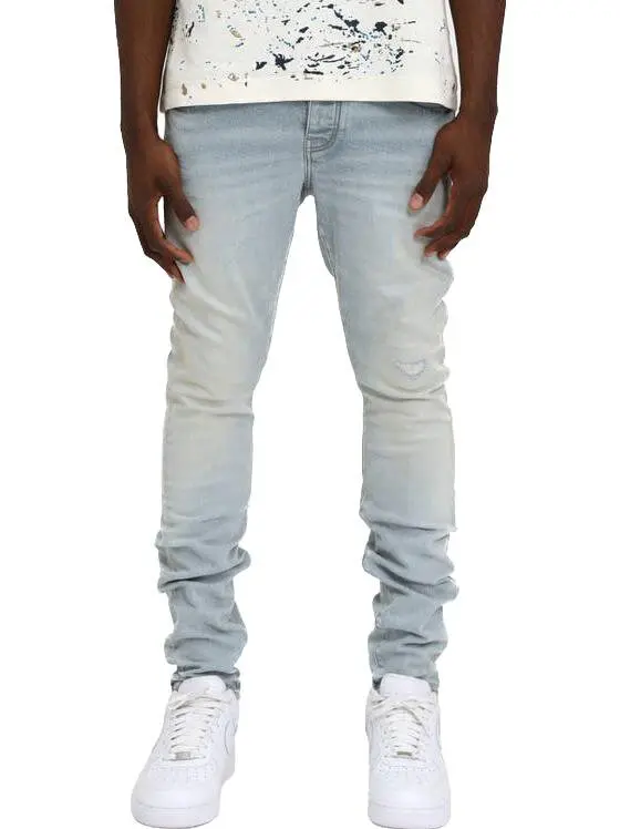 PURPLE BRAND P001 Skinny Fade Distressed Jeans - Light Indigo