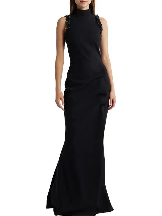 Chiara Boni La Petite Robe Siman Bead Detail Sleeveless Mermaid Gown - Black