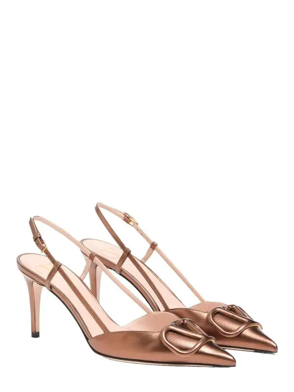 Valentino Garavani Vlogo Signature Metallic Slingback Pump - Bronze