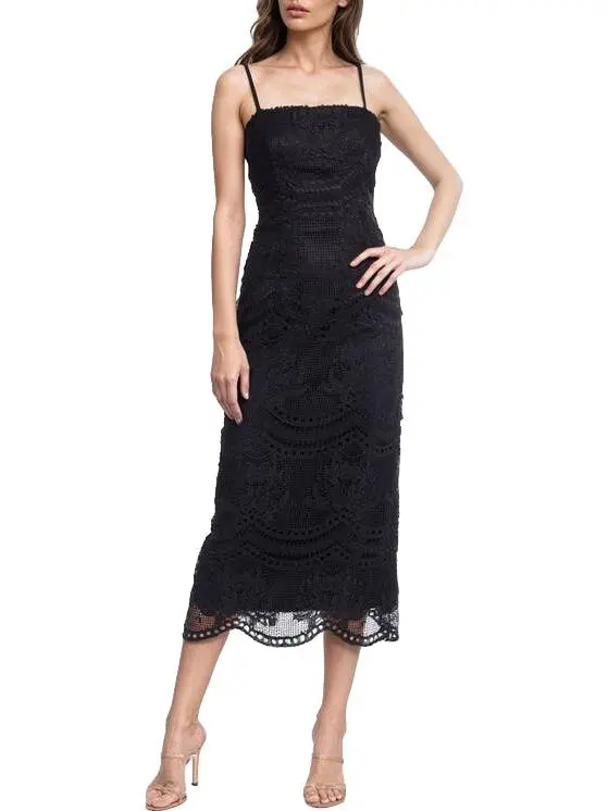 Badgley Mischka Mixed Lace Cocktail Dress - Black