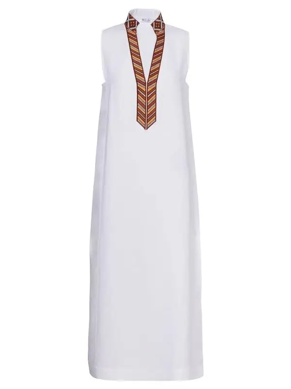 Loro Piana Abril Linen Midi Dress - White
