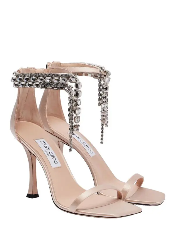JIMMY CHOO Verity 100 Satin Sandals - Pink