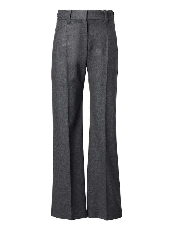 Brunello Cucinelli Pleated Virgin Wool Straight Pants - Grey