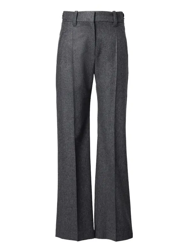 Brunello Cucinelli Pleated Virgin Wool Straight Pants - Grey