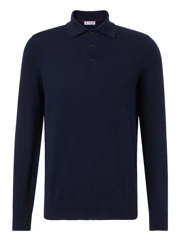 Brunello Cucinelli Cashmere Polo Sweater - Blue