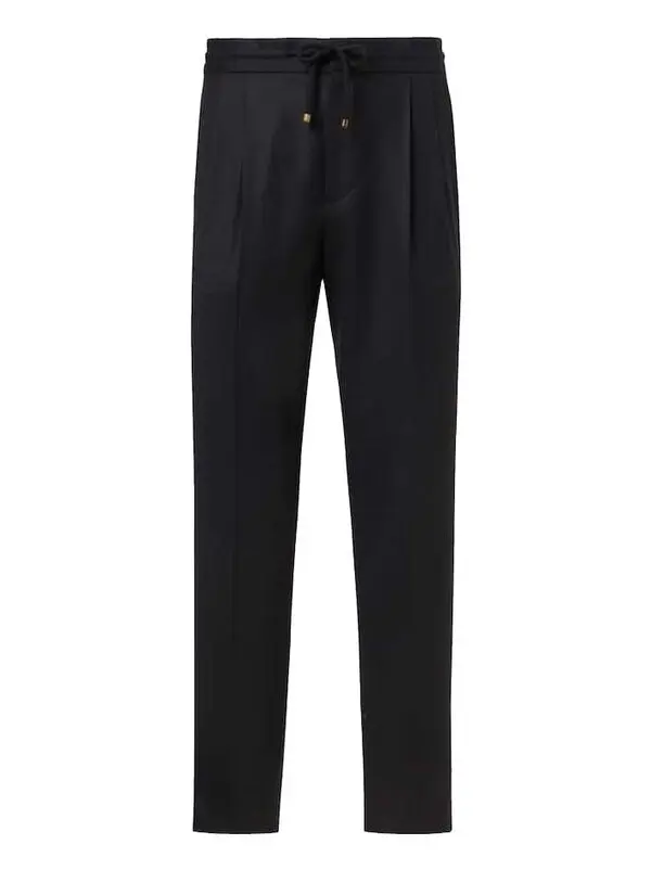 Brunello Cucinelli Virgin Wool Tapered Trousers - Black