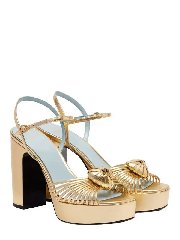 Valentino Garavani Royal 115 Leather Platform Sandals - Gold