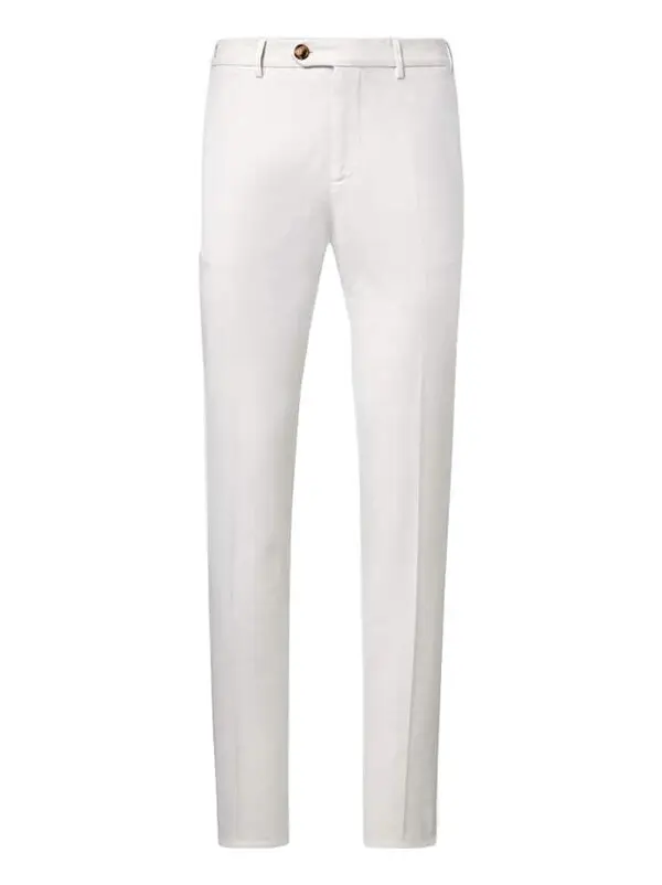 Brunello Cucinelli Cotton Gabardine Slim Pants - White