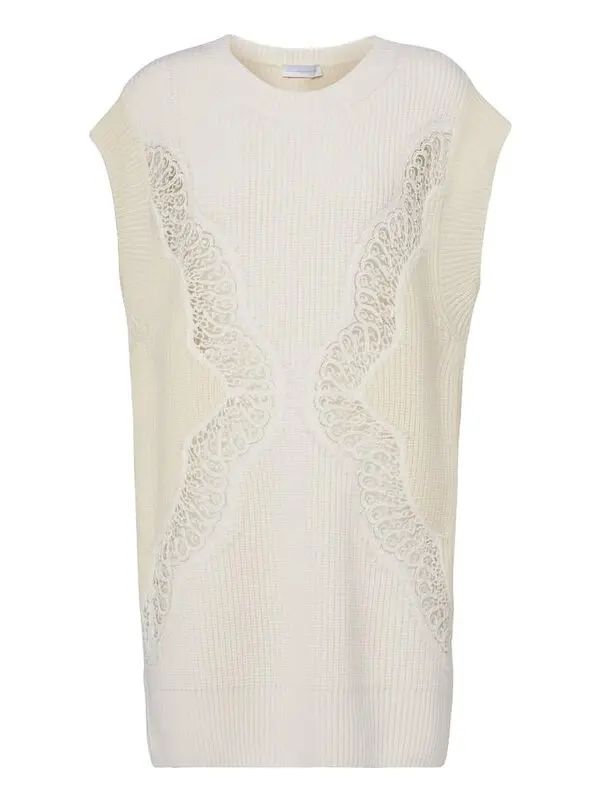 Stella McCartney Virgin Wool Lace Sweater Vest - White