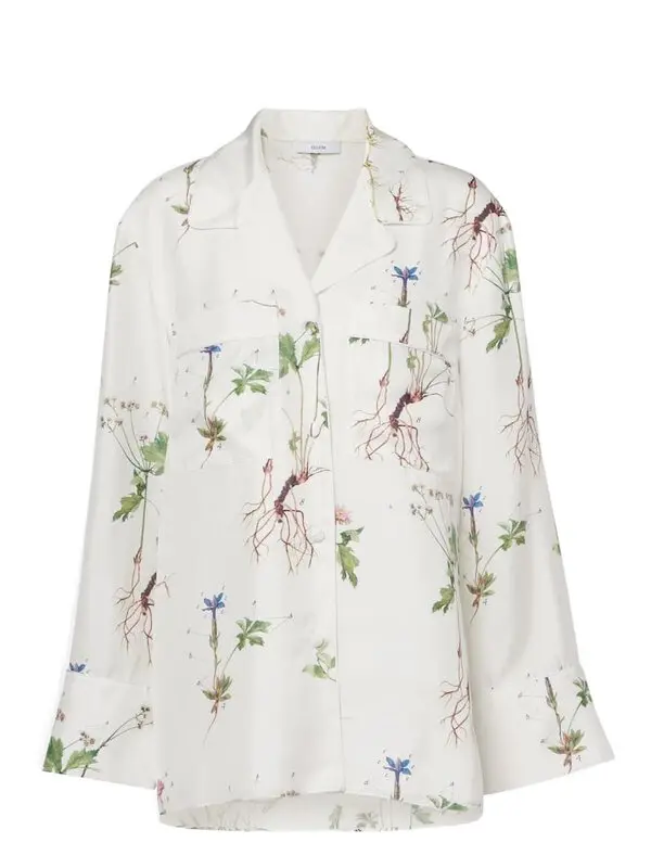 Erdem Floral Printed Silk Shirt - White
