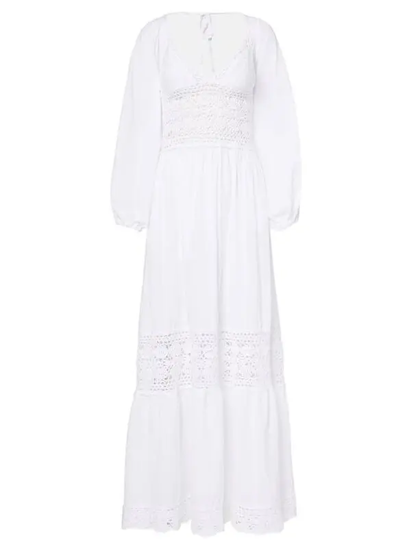 Anna Kosturova Victoria Crochet Cotton Poplin Dress - White