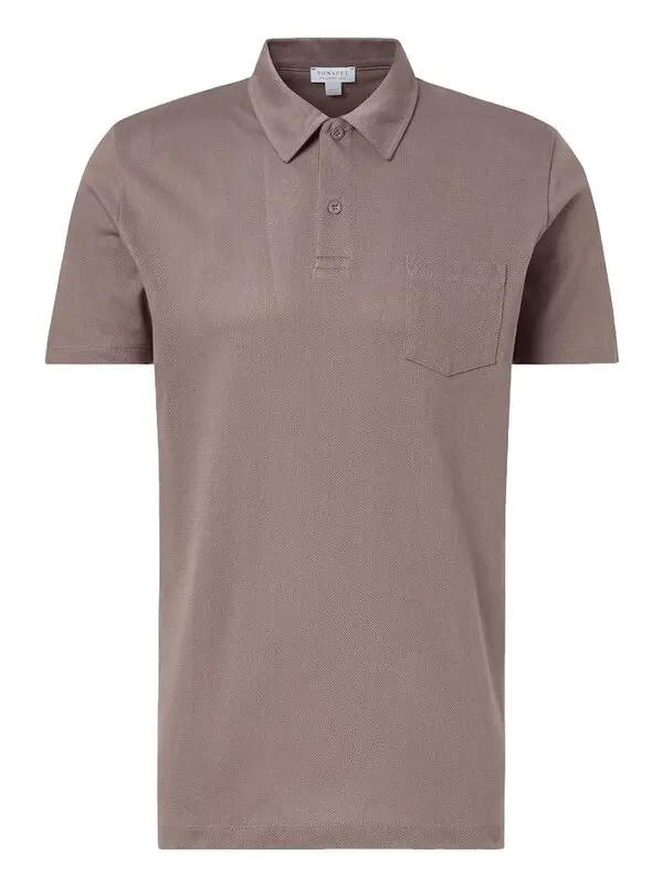 Sunspel Riviera Cotton Polo Shirt - Brown