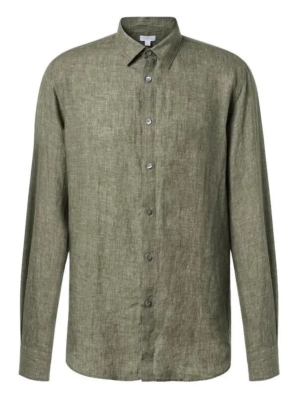 Sunspel Linen Shirt - Green