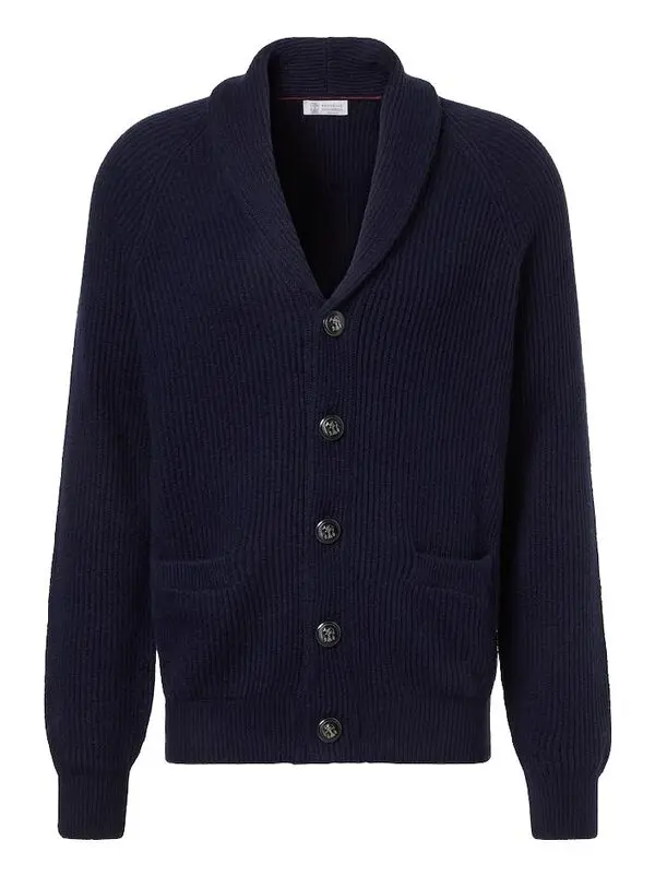 Brunello Cucinelli Ribbed-knit Cotton Cardigan - Blue