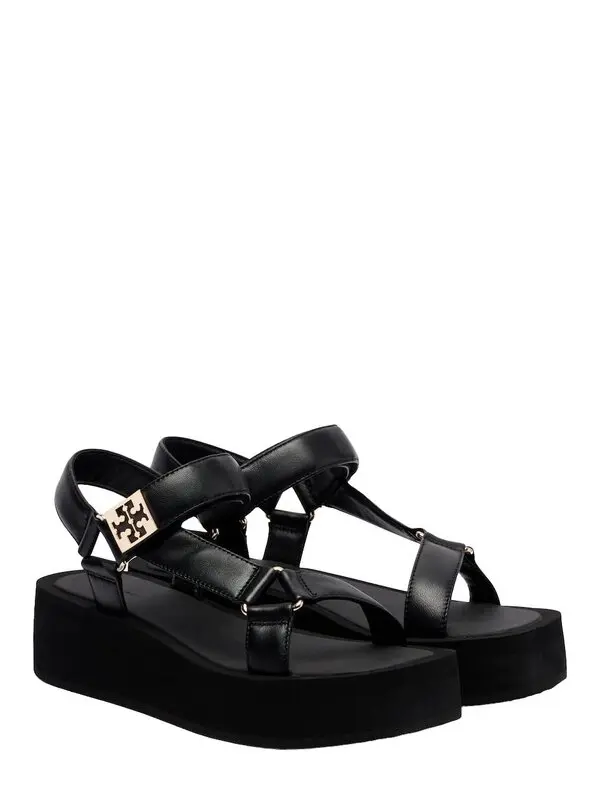 Tory Burch Mellow Leather Platform Sandals - Black