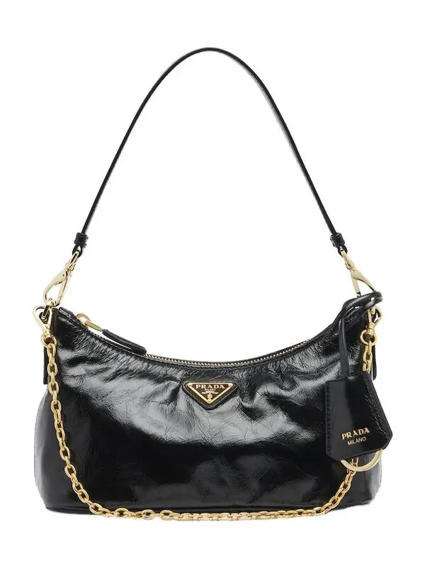 Prada Mini Leather Shoulder Bag - Black