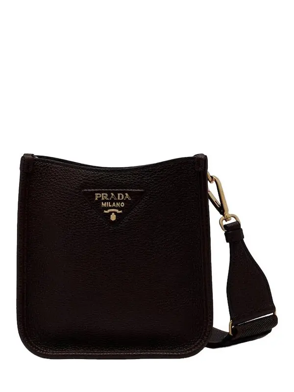 Prada Mini Leather Shoulder Bag - Brown