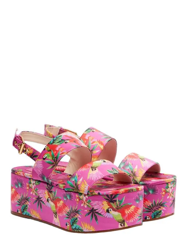 Farm Rio Printed Platform Sandals - Pink