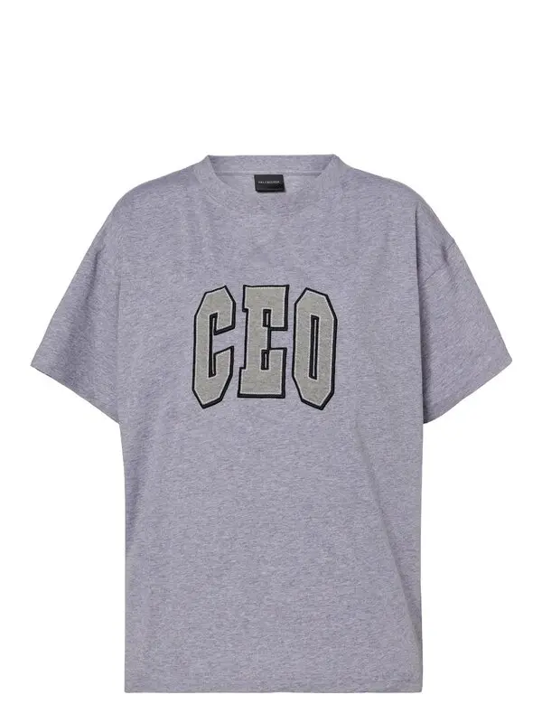 Balenciaga Ceo Team Cotton Jersey T-shirt - Grey