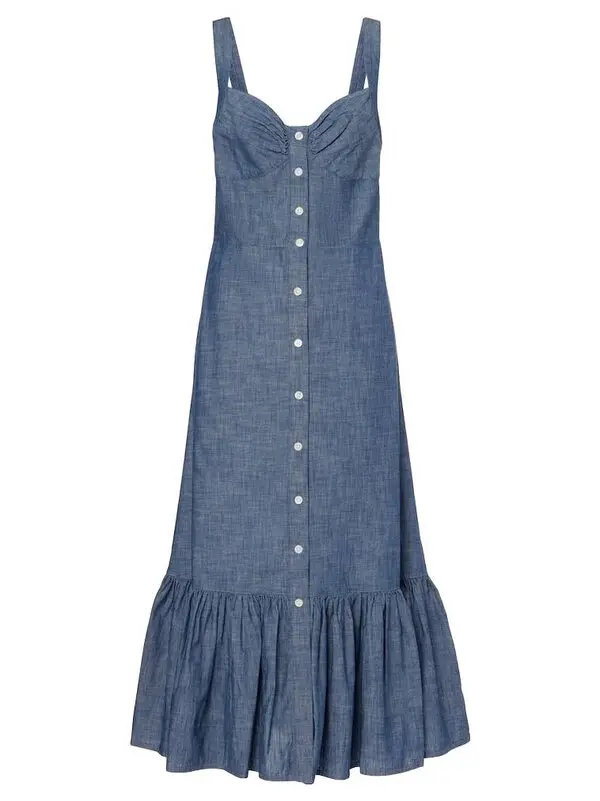 Polo Ralph Lauren Cotton Chambray Maxi Dress - Blue