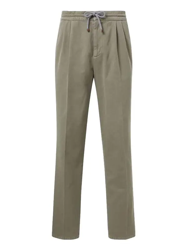 Brunello Cucinelli Cotton Straight Trousers - Green