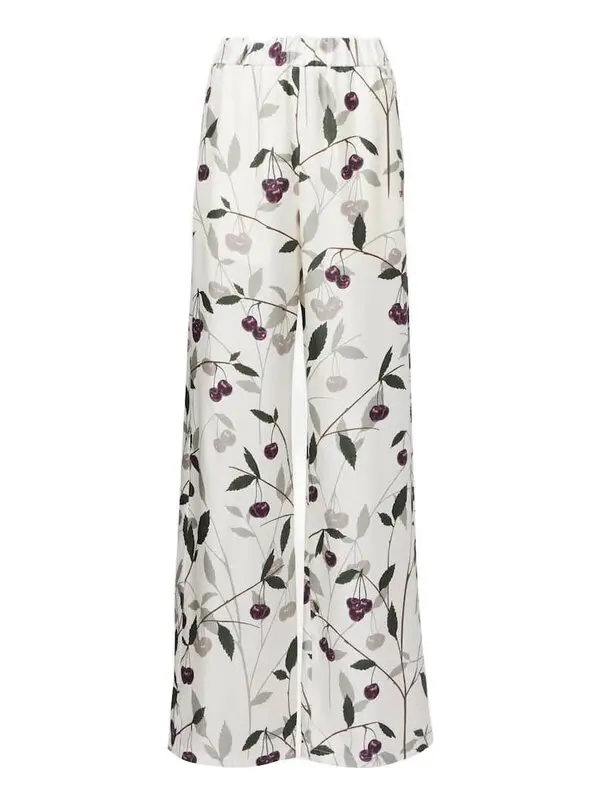 Stella McCartney Printed Silk Twill Wide-leg Pants - White