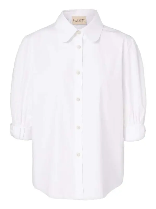 Valentino Garavani Bow-detail Cotton Poplin Shirt - White
