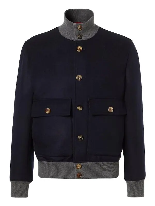 Brunello Cucinelli Wool Varsity Jacket - Blue