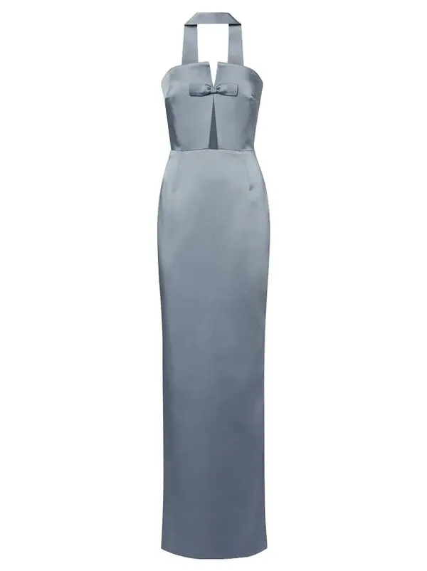 THE NEW ARRIVALS ILKYAZ OZEL Holly Bow-detail Crêpe Bustier Gown - Blue