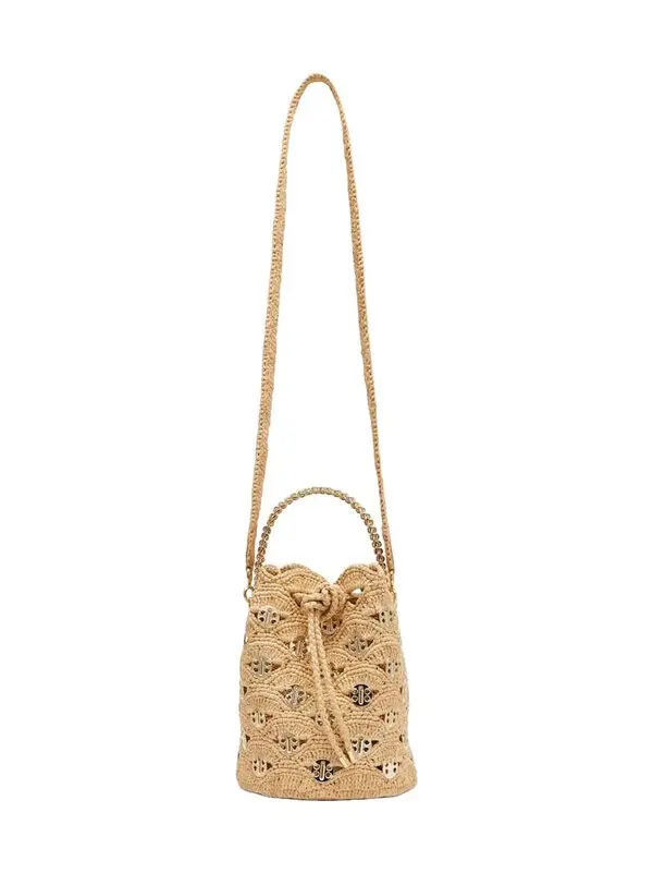 Rabanne Embellished Raffia Tote - Beige