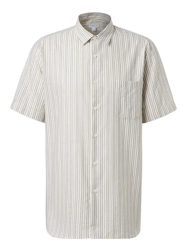 Sunspel Striped Cotton Shirt - White